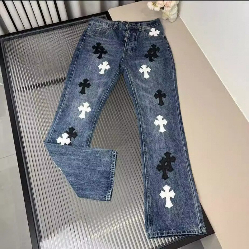 Тренд RONG CH Мужские Джинсы Европейские Печать Потертые Звезда Вышивка Слим Деним, Размер_S