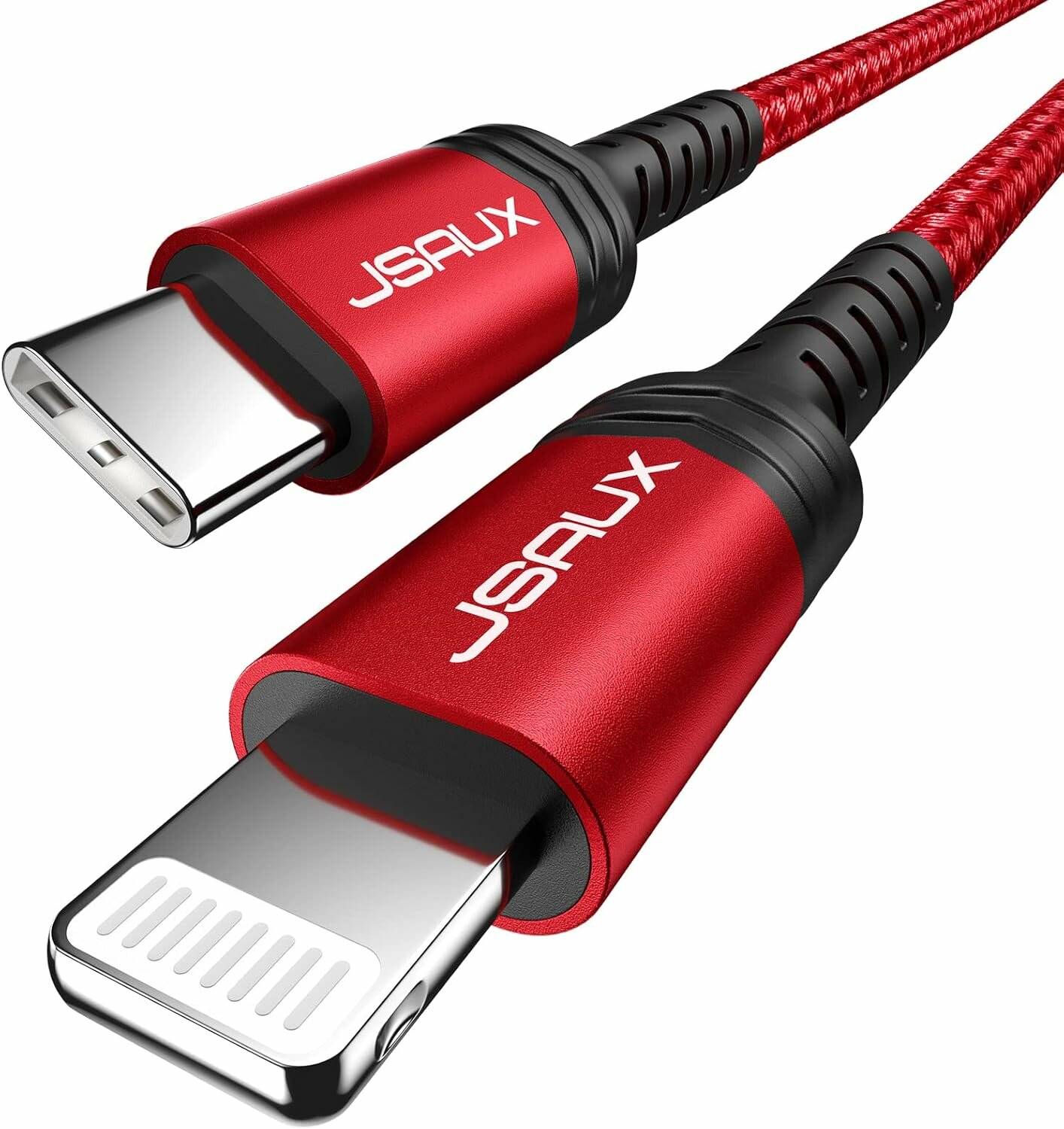 Кабель USB Type C - Lightning JSAUX (PD 30W) (1,8 м) для быстрой зарядки Apple iPhone 14/13/12/11/XR, iPad, AirPods, сертифицированный по стандарту MFi от Apple модели C94 (красный) - CL0044