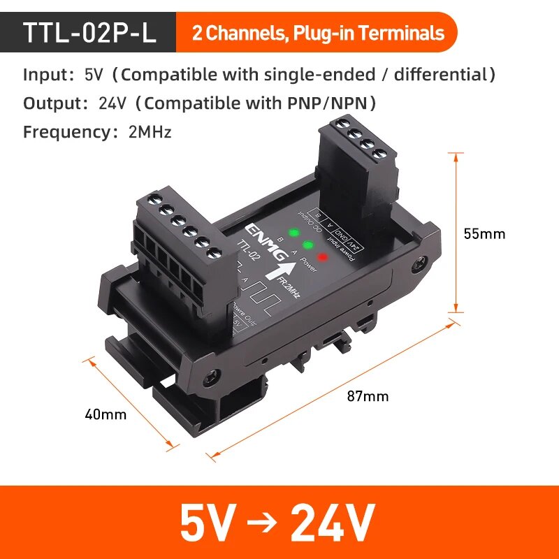 Преобразователь сигналов ENMG TTL-02P-L 5V-24V 2 канала