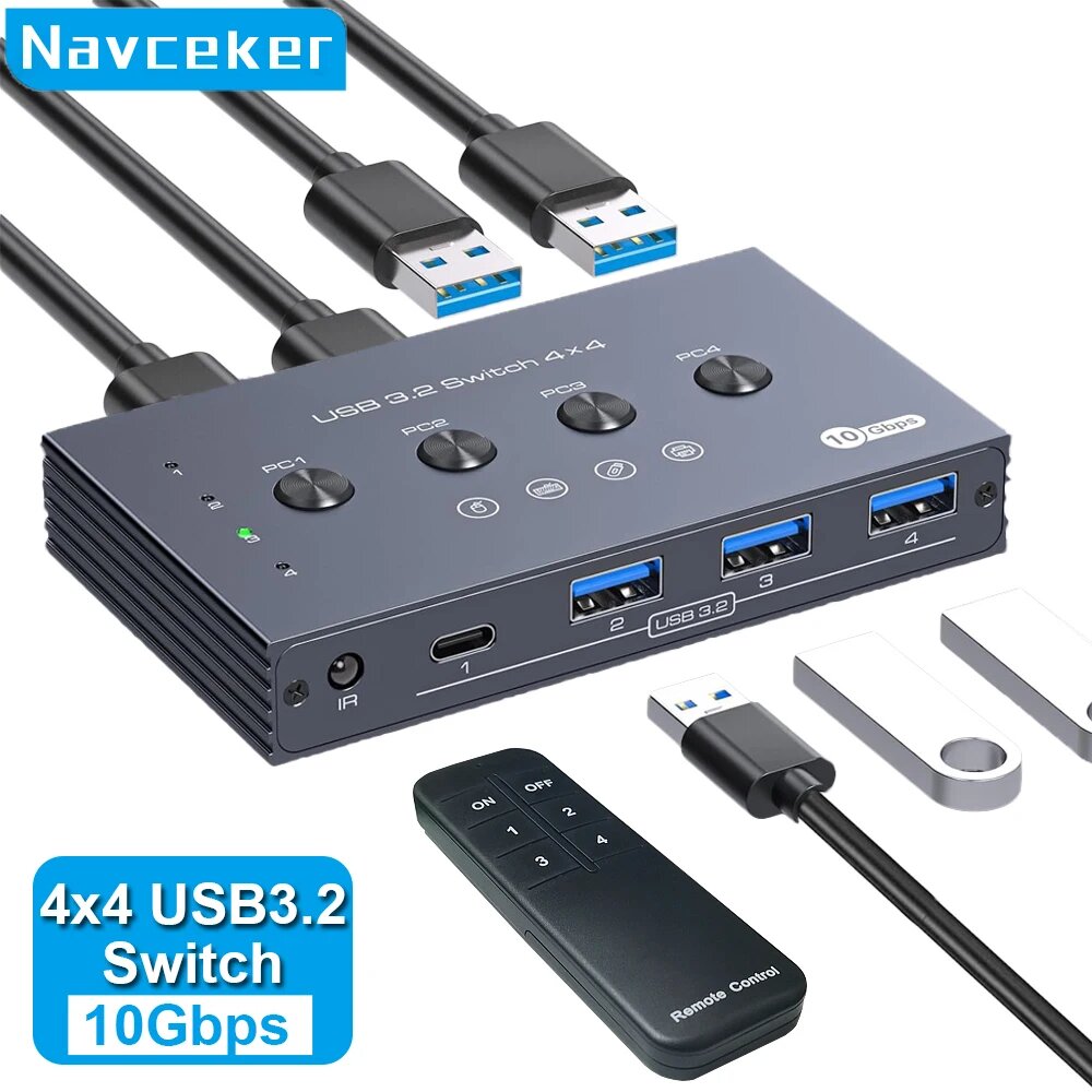 Navceker USB 3.2 коммутатор 4 порта