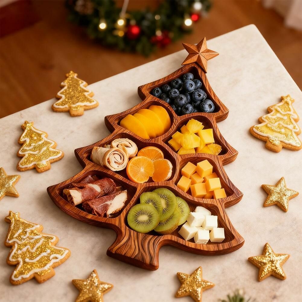 1 шт. Деревянное сервировочное блюдо в форме рождественской елки для фруктов, закусок, размер S/L