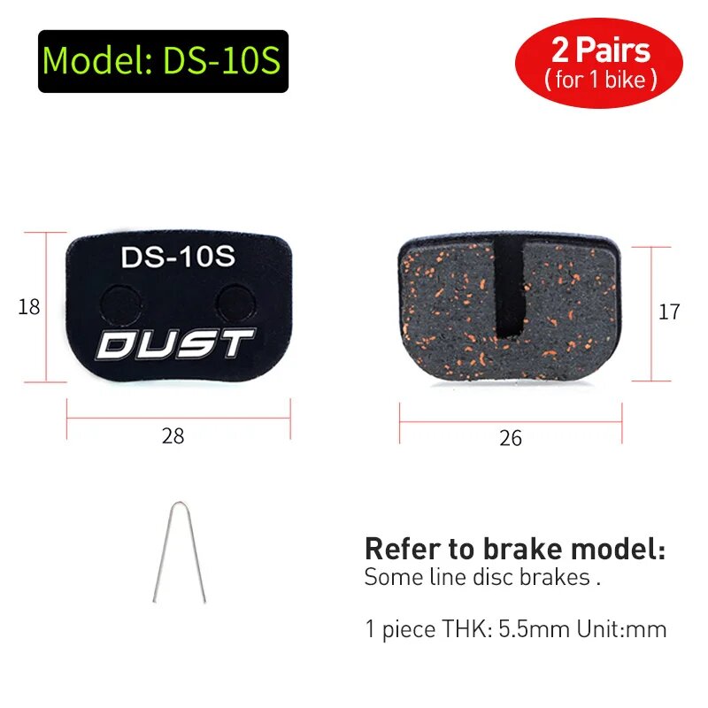 Гидравлические дисковые тормозные колодки HONEVER для велосипедов Черный, 2 pairs DS-10S