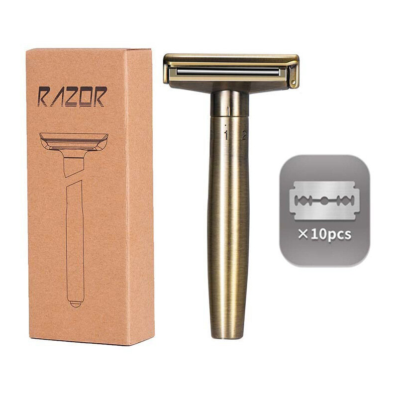 Новая ручная бритва Amazon, старомодный тип роликовой бритвы для мужчин, двусторонний держатель лезвий, металлическая бритва для бритья