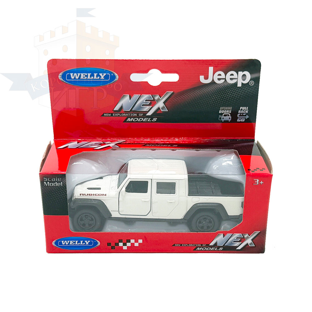 Машинка Welly Jeep Gladiator, белый, 1:38, арт.43788W-WT, инерционная