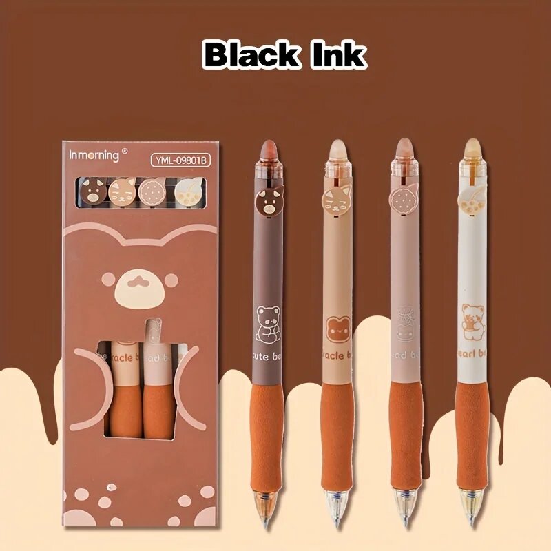 Гелевые ручки милый медведь 4 шт Black