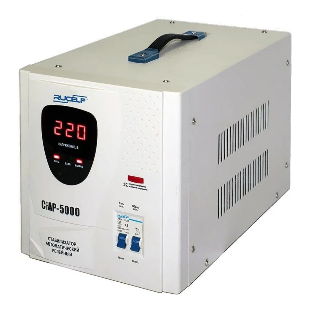 Стабилизатор напряжения стабик СтАР-5000 белый, однофазный, цифровой, 220В, 5000ВА