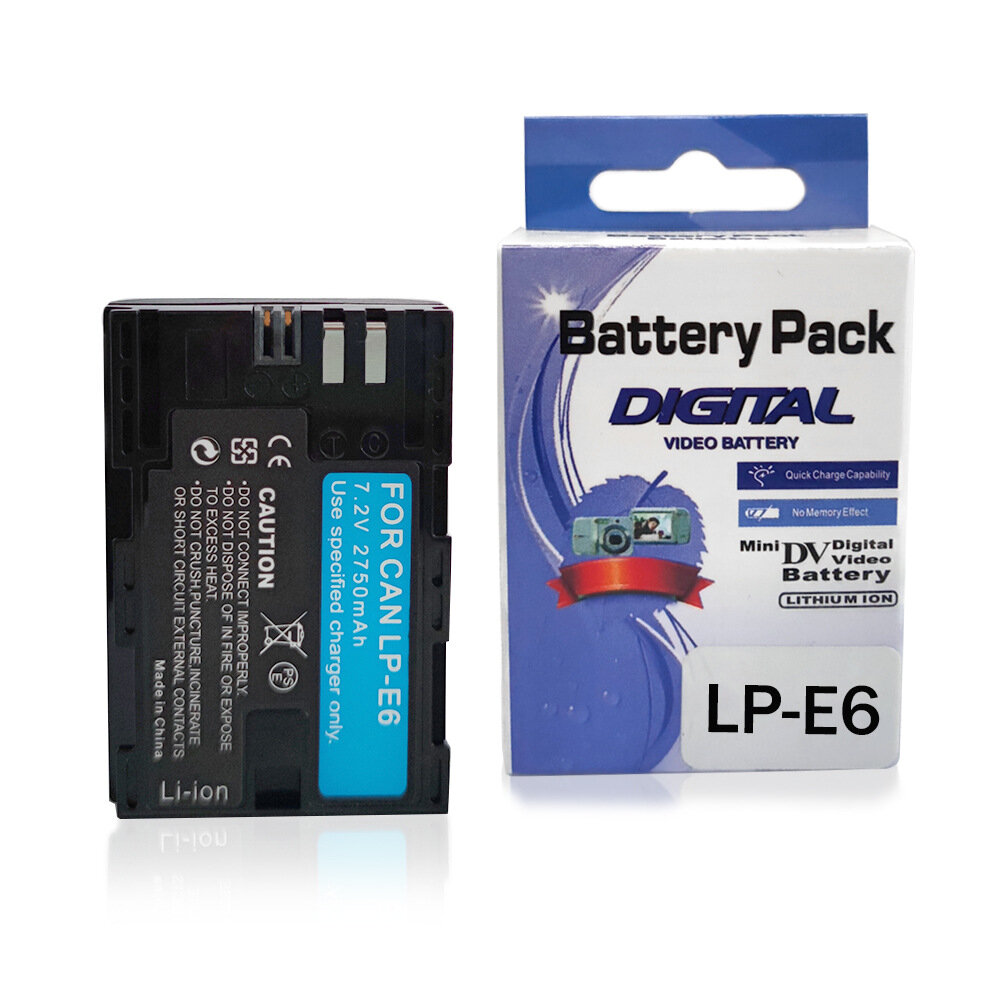 Подходит для зеркального фотоаппарата Canon LP-E6/E6N аккумулятор 5DMark3 5D4 6D 6D2 7D2 80D 90D, 2750 мАч