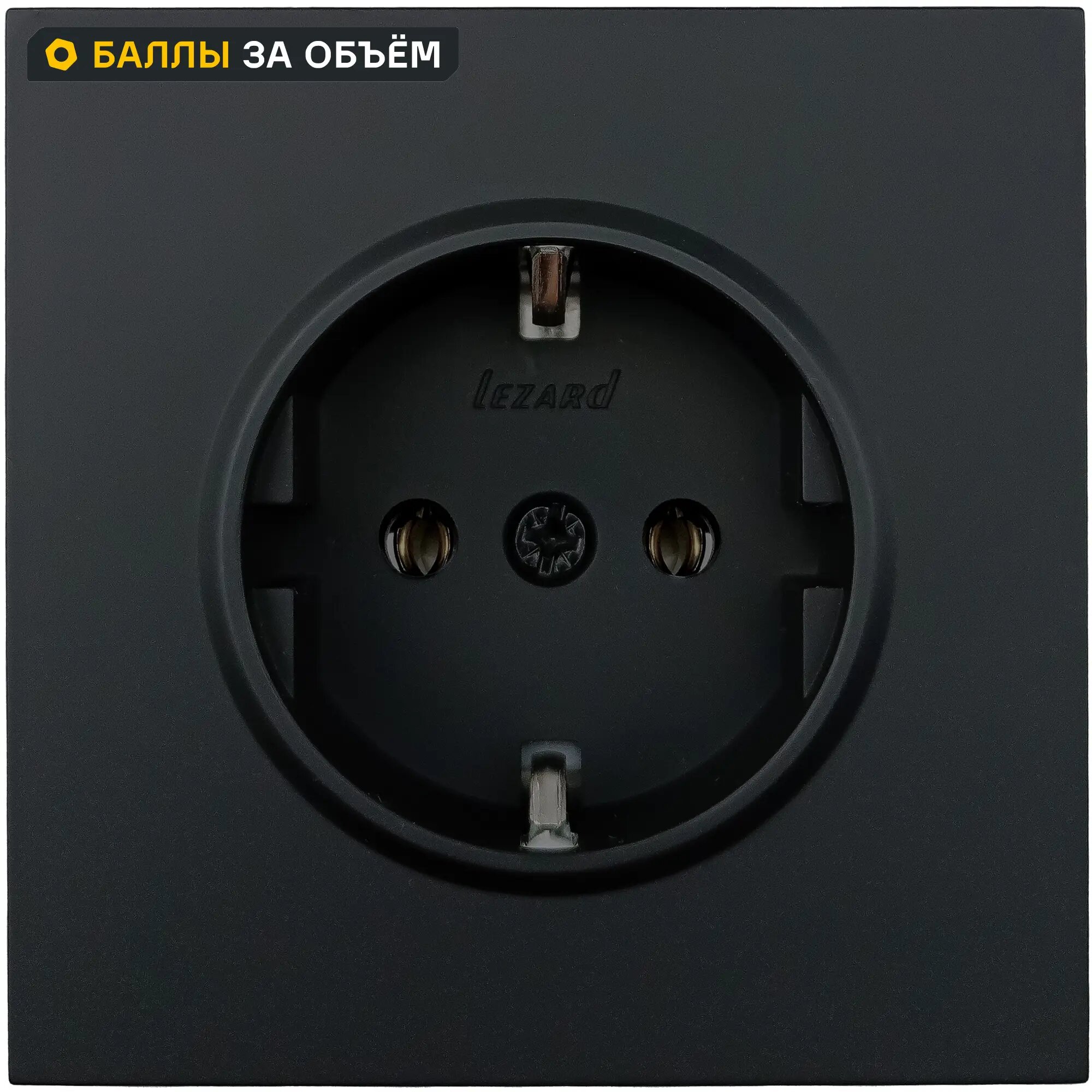Розетка встраиваемая Lezard Zima с заземлением цвет черный бархат