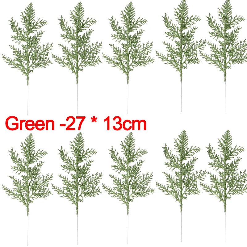 Искусственные золотые листья для рождественской елки 10PCS, A-Green