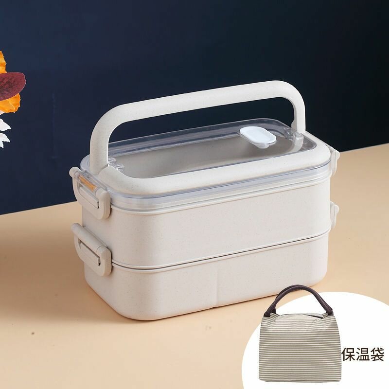 Японский стиль, двухслойный ланч-бокс, бенто-бокс для офисных работников и студенток, микроволновая, разделенная, портативная ланч-бокс набор