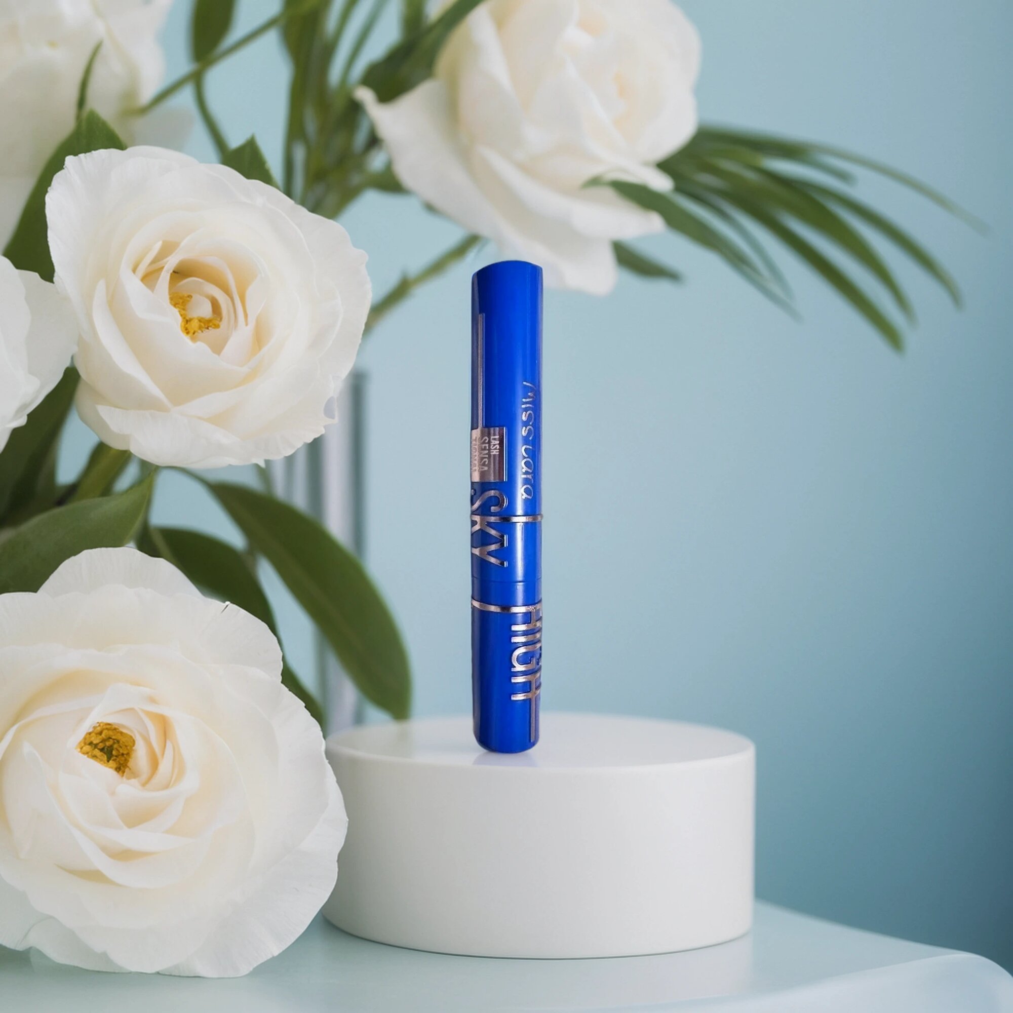 Тушь Miss Lara Lash Sensational Sky High синяя, удлинение и объем, для чувствительных глаз