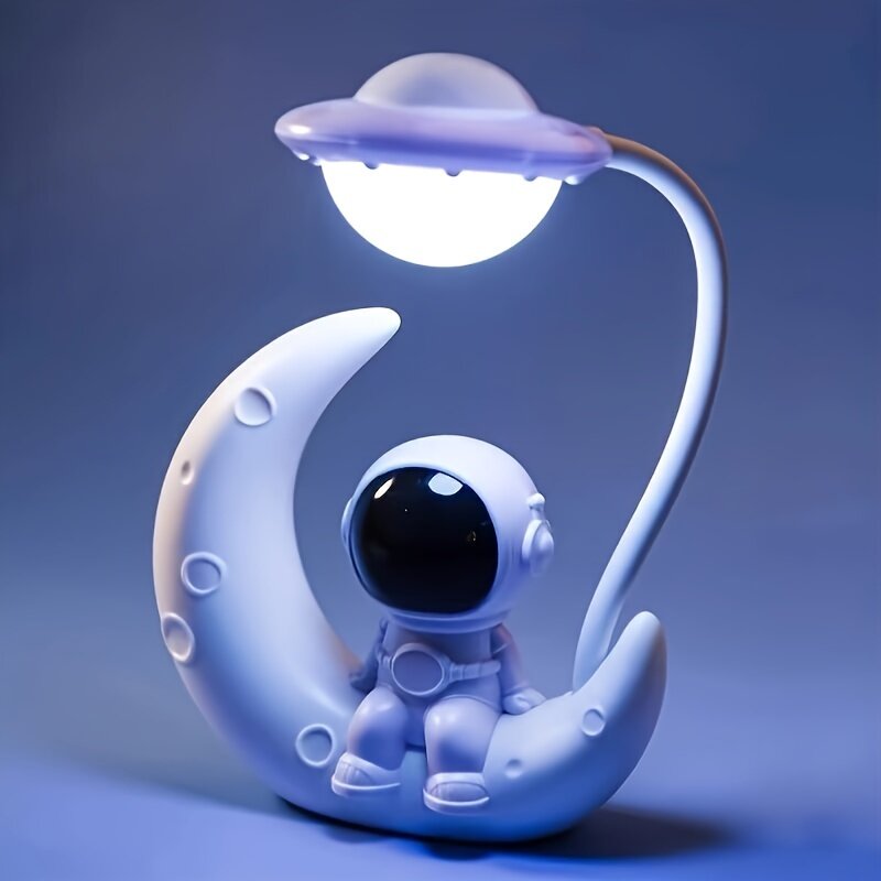 Ночник-игрушка "Астронавт на Луне" LED, маленькая настольная лампа для украшения спальни, подарок на Рождество, белый