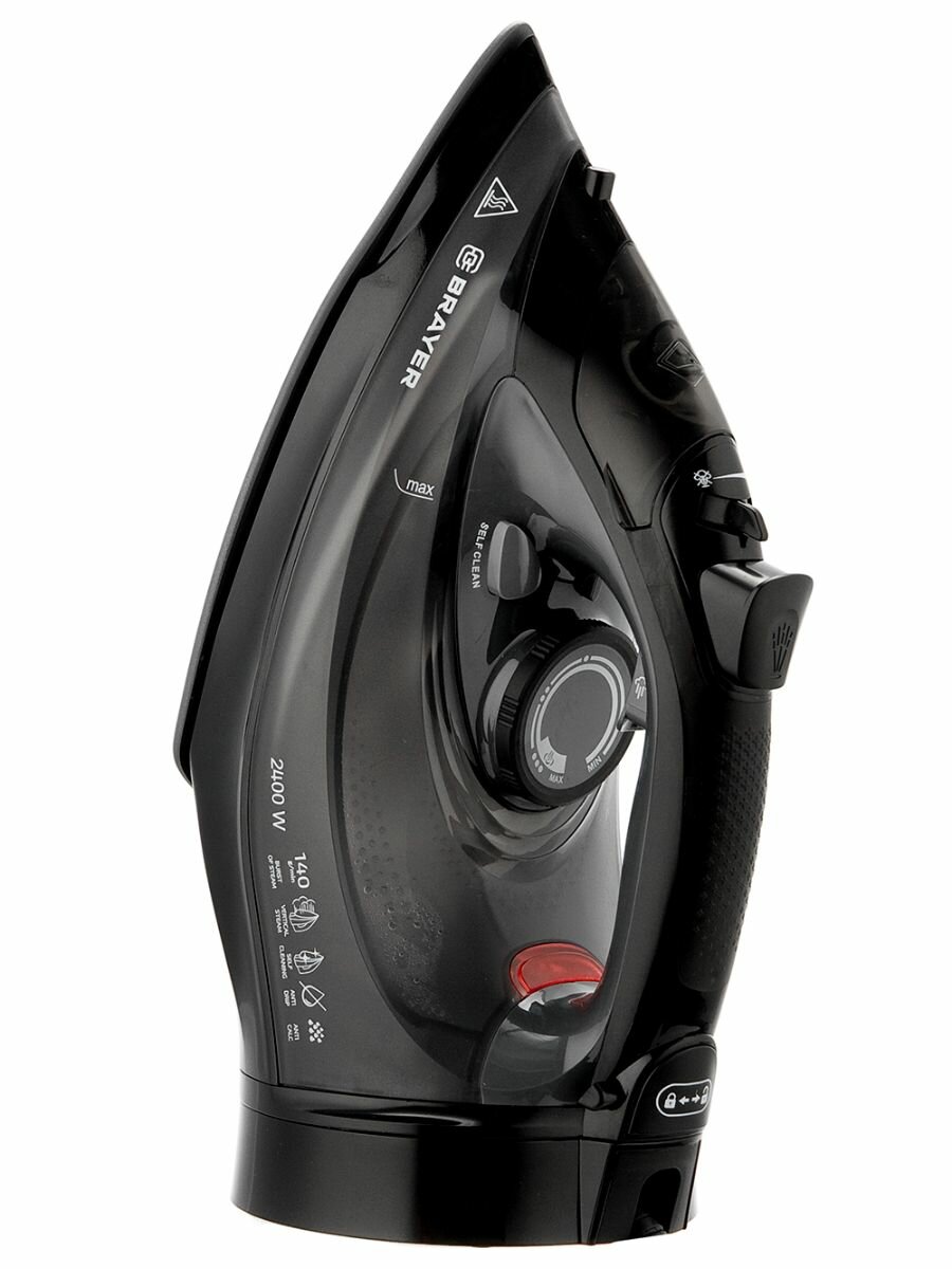 Утюг для одежды с отпаривателем Brayer BR4015, Беспроводной, Мощность 2400 Вт, Паровой удар 140 г/мин, Черный