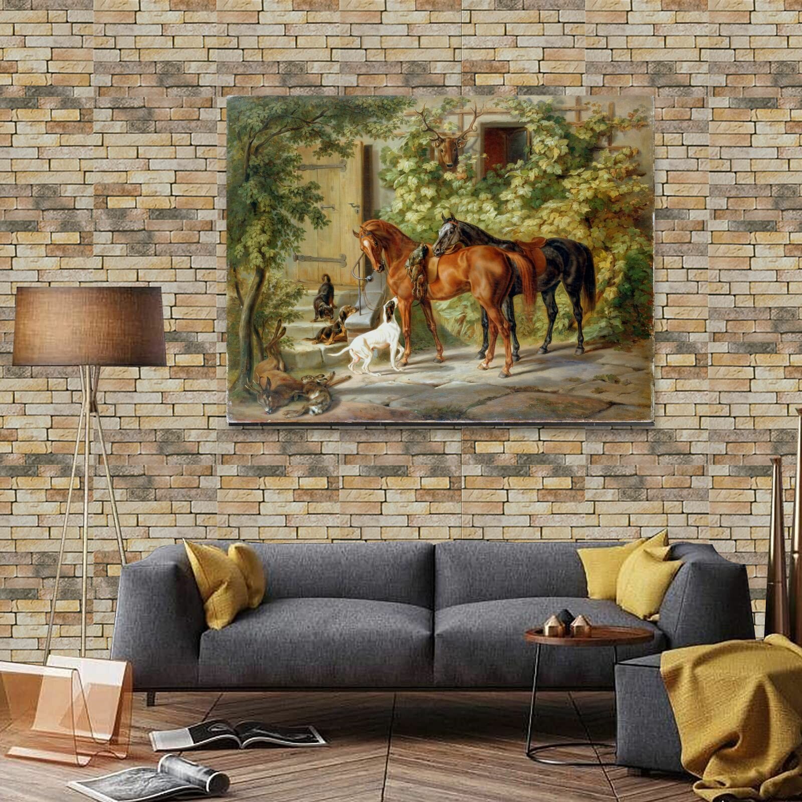 Картина на натуральном холсте , покрыта лаком , на подрамнике, 50*70, Кони