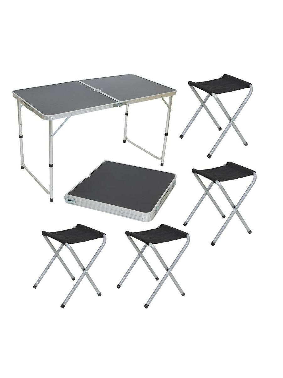 Набор "пикник" стол складной +4 стула СНО-150-Е черный 992992 скрап