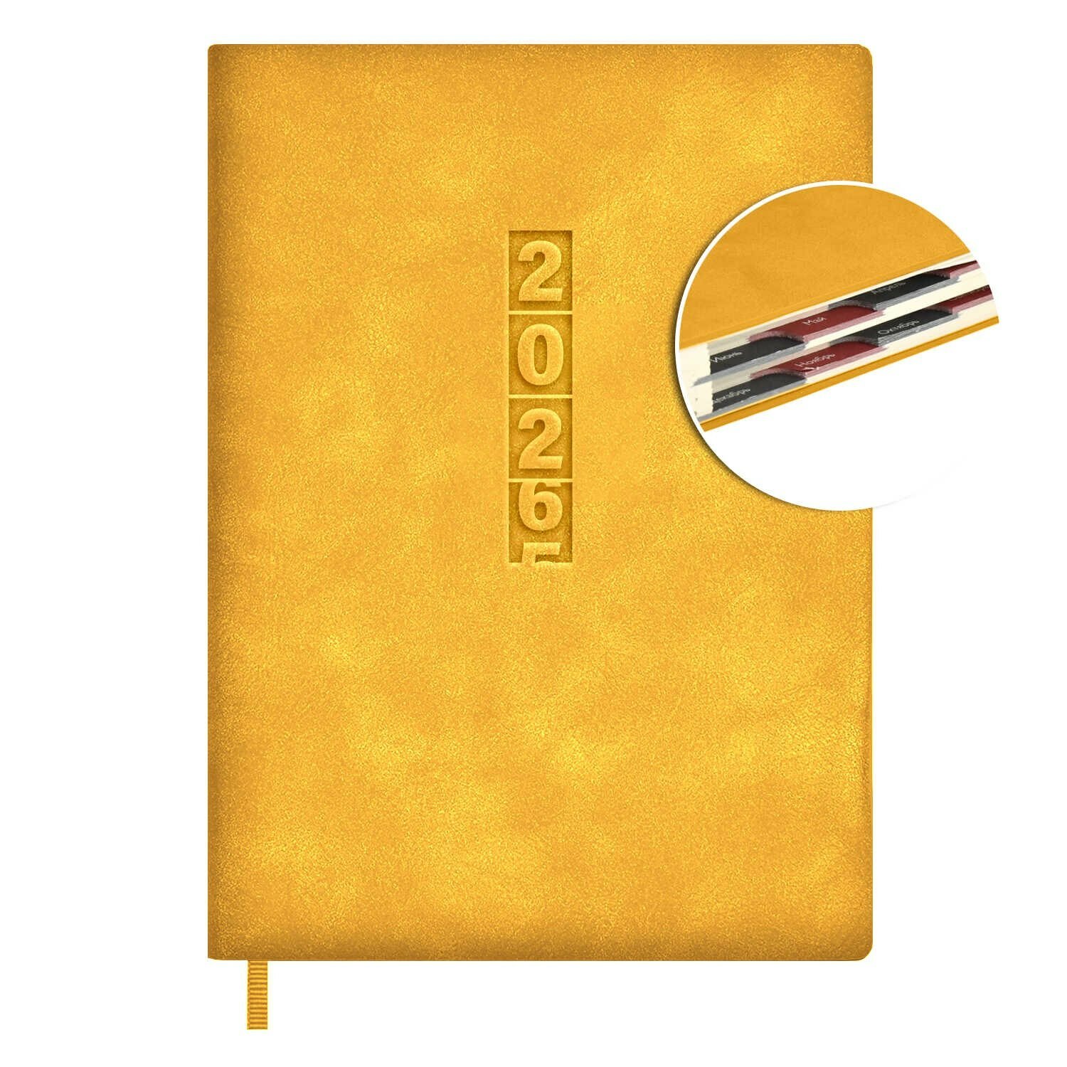 Ежедневник датированный 2026 год, А6+, 176 листов, "Тиволи глосс", горчичиный