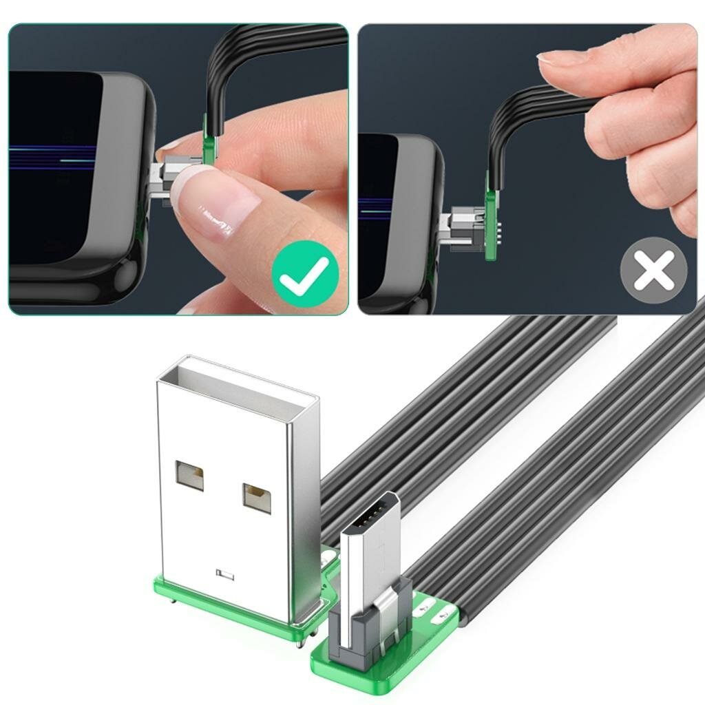 USB — Micro-USB, 90 градусов, 1.5m - USB слева — фото 1