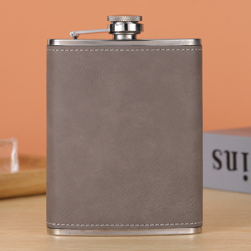 Кросс-бордерная русская фляга из нержавеющей стали 304 объемом 8 унций, портативная бутылка для вина с чехлом из PU кожи и лазерной печатью логотипа