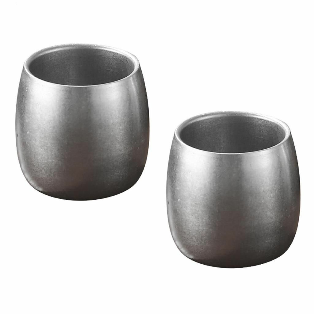 Набор из 2 стаканов из нержавеющей стали, Ретро-серебро