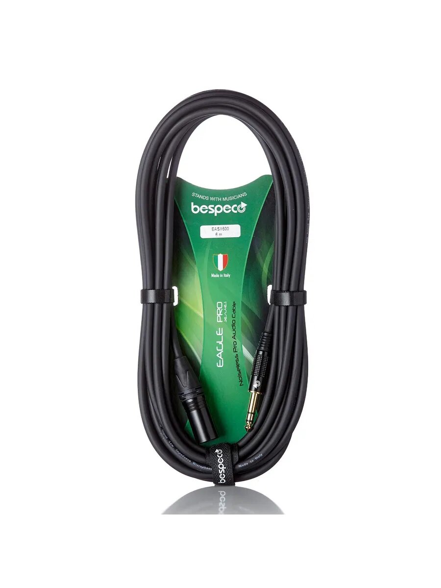 Кабель Bespeco Eagle Pro XLR-M-Jack, межблочный, 9 м, 30 AWG, 2x0.25mm²