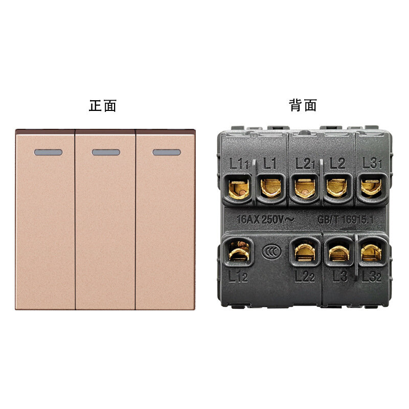 Кросс-бордерные аксессуары для настенных золотых выключателей и розеток типа 86, стеклянная рамка и модуль на 52 функции, которые можно свободно комбинировать