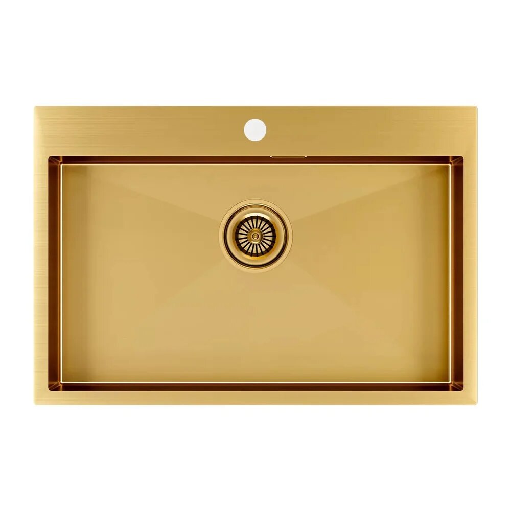 Мойка кухонная Paulmark Kroner PM217551-BG металлическая, прямоугольная, 75x51, мойка для кухни, золотая, российская