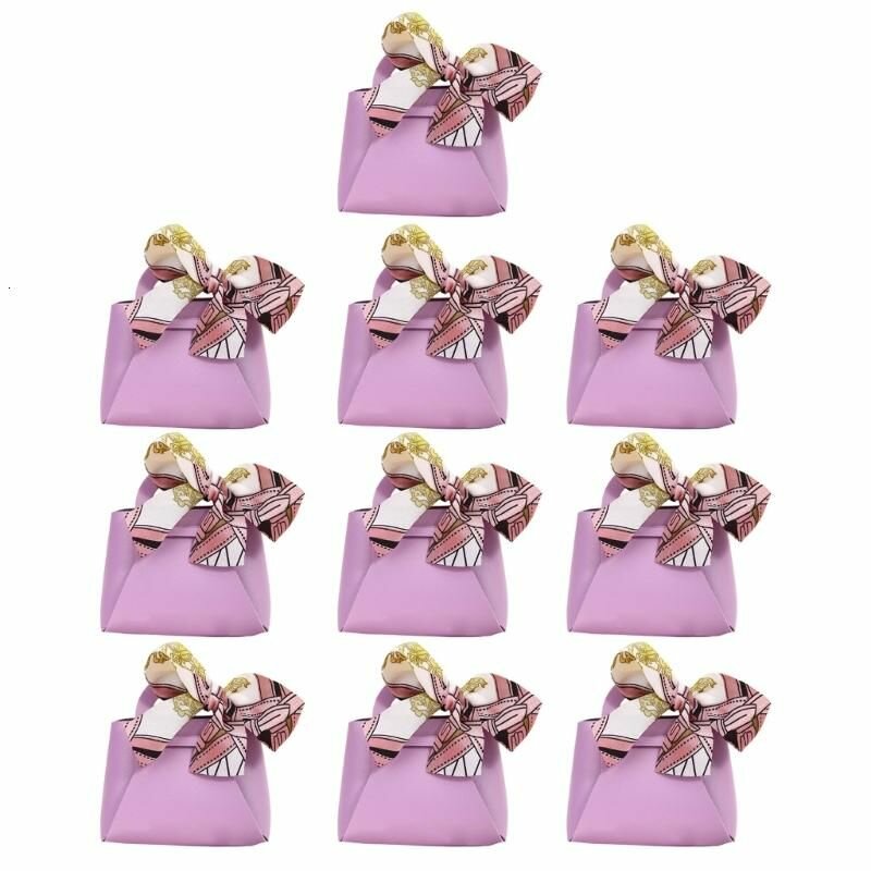 Упаковка из 10 элегантных подарочных пакетов из искусственной кожи, Фиолетовый
