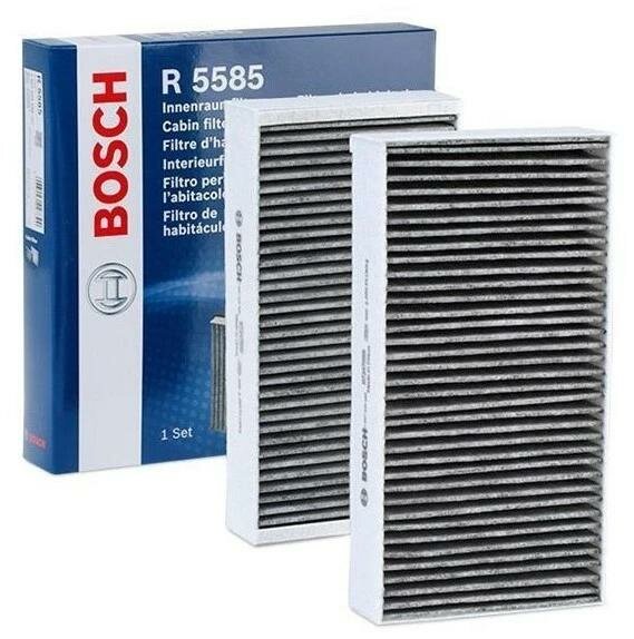 Фильтр салонный BOSCH 1987435585 угольный комплект 2 шт, BMW 1, 5 E60, E61, F07, F10, F11, 6 E63, E64, F12, F13, 7 E65, F 01, X3, X5, X6 03-, Mini R55, R56, R57, R58, R59 09-15