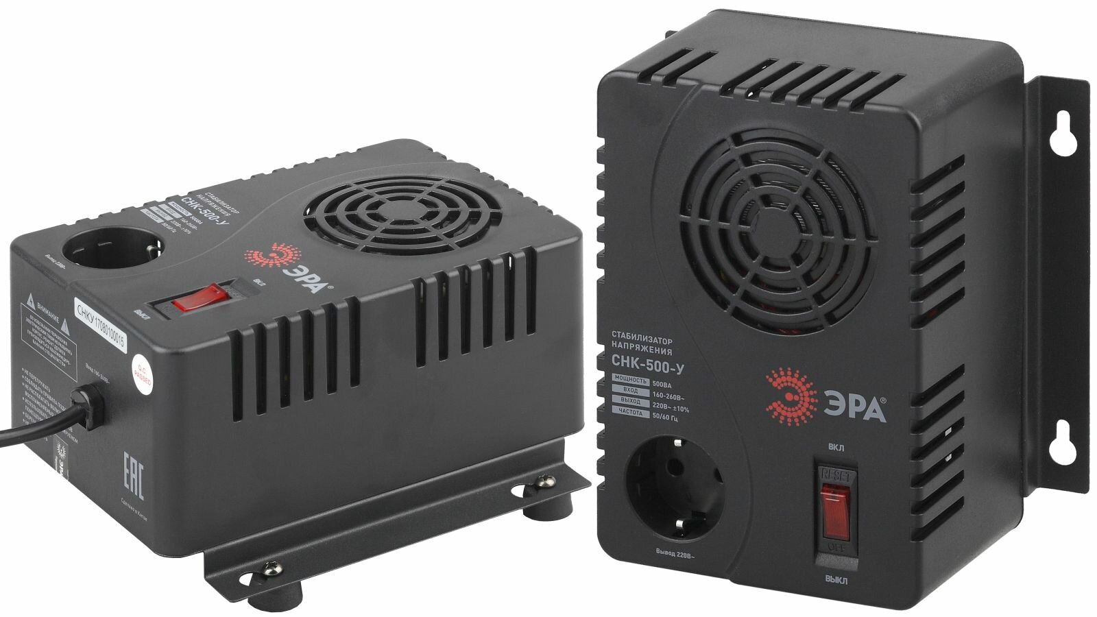 Стабилизатор напряжения Эра компактный, универсальный, 500 ВА, диапазон входного напряжения 160-260 В