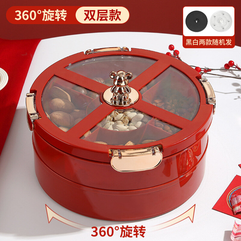 Фруктовая тарелка для гостиной, поднос для фруктов, коробка для конфет, вращающаяся коробка для сухофруктов, новогодняя праздничная коробка для хранения семечек