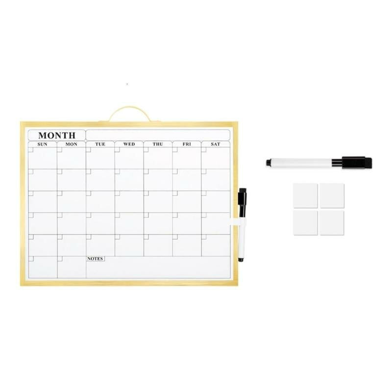 Ежемесячный календарь-доска с магнитной поверхностью, алюминиевая рама, Золотая рамка YY25024
