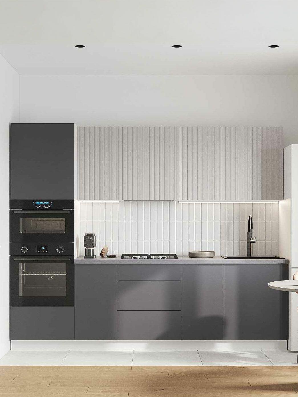 Кухонный гарнитур Комби 2.6 м, мебель для дома и кухни, Белый / Нео / Графит