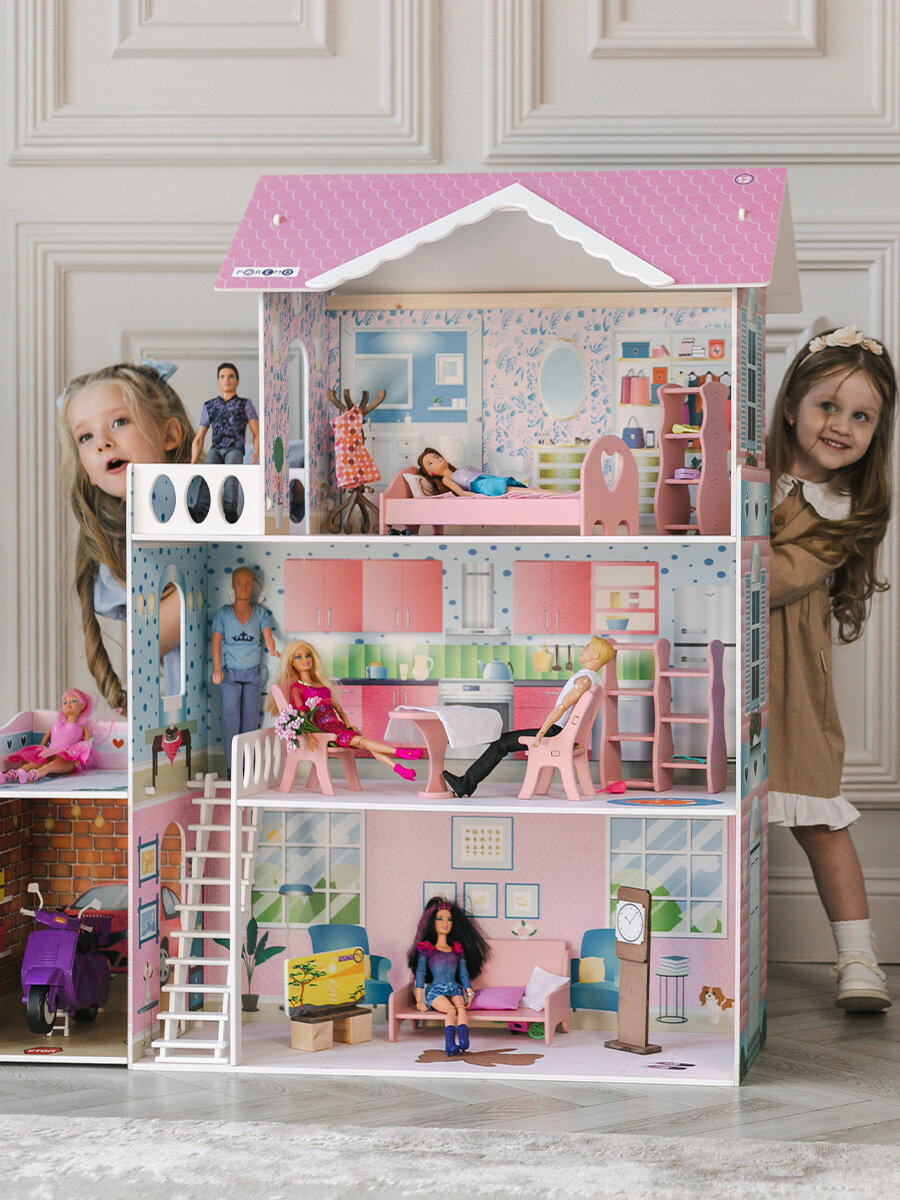 Деревянный кукольный дом PAREMO "Розали Гранд" с мебелью, PD318-11