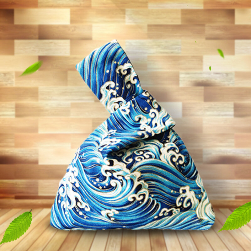 [Qian Li] Сумка для одежды в японском стиле сумка для хранения с вышивкой, винтажный Кошелек для монет ручной работы в