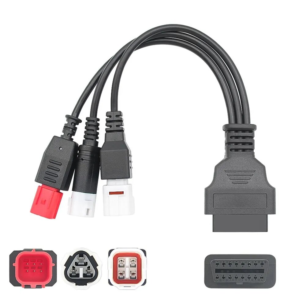Диагностический кабель OBD2 для мотоцикла Yamaha Kline Euro5, 16-контактный - 3-контактный, 4-контактный, 6-контактный OBD2, диагностический адаптер 3 в 1