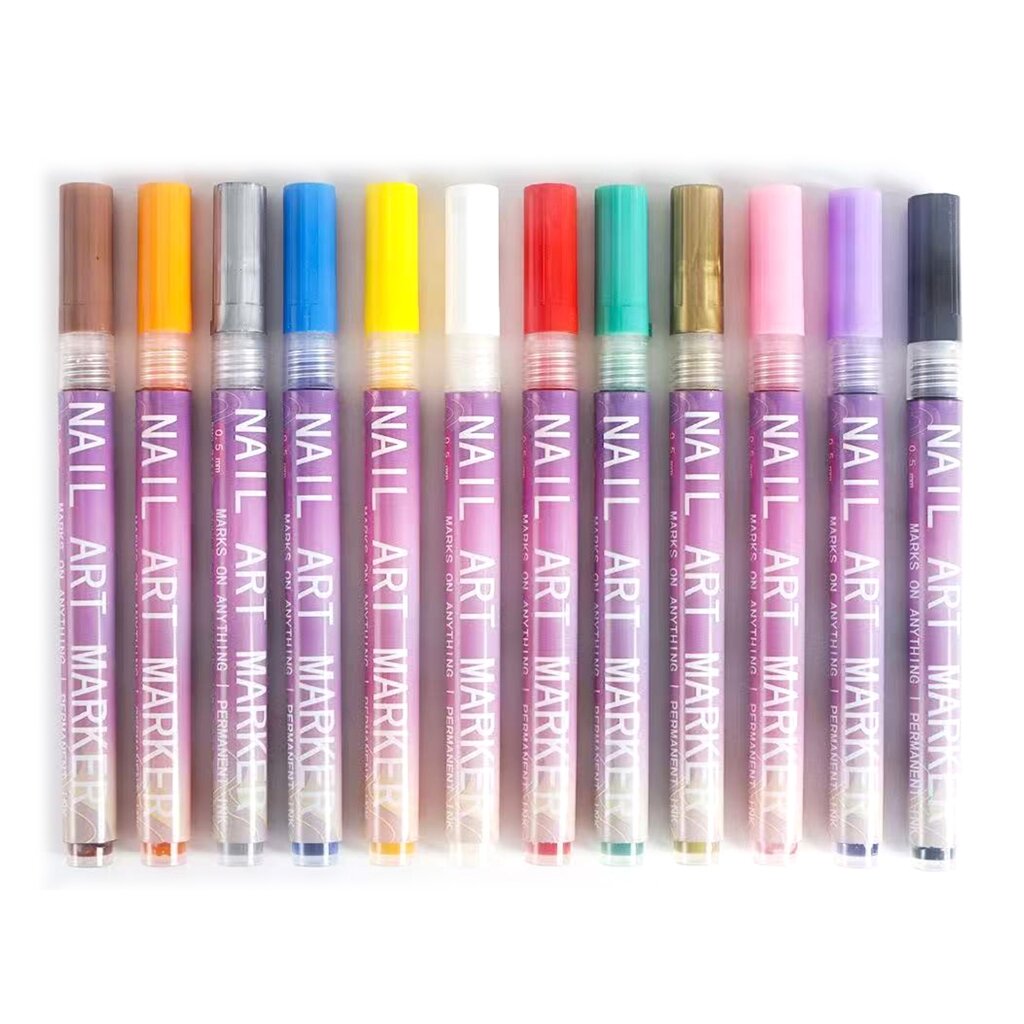 12Color DIY Nail Art Pen Acrylic Marker Set for Precise Designs Polish Pen