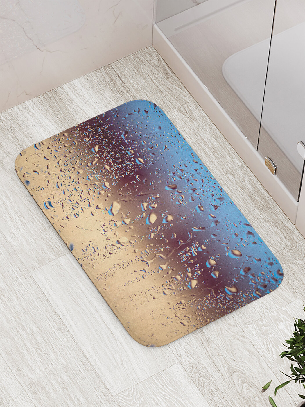 Коврик для ванной комнаты, туалета "Влажное стекло" противоскользящий, 52х77 см, JoyArty