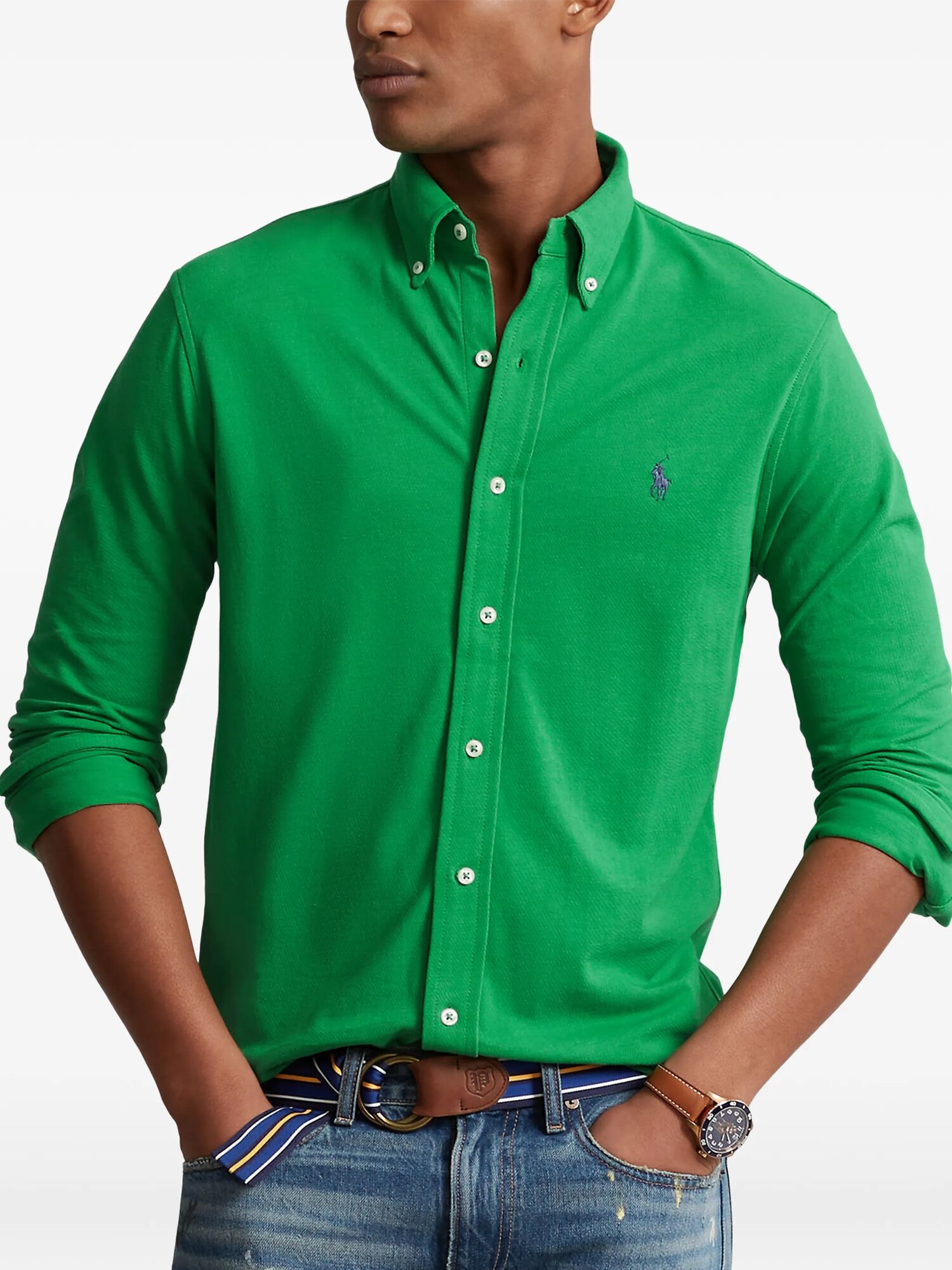 Рубашка Polo Ralph Lauren Button long-sleeve shirt, размер L, зеленый, — фото 1