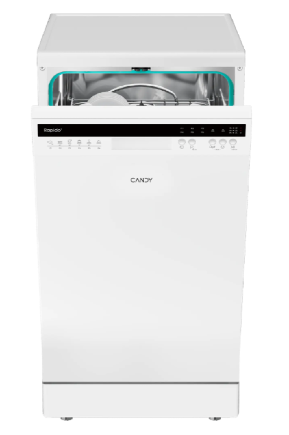 Посудомойка CANDY "CF 0A9E0W-08", 45x55x85 см, складные держатели, низкий уровень шума