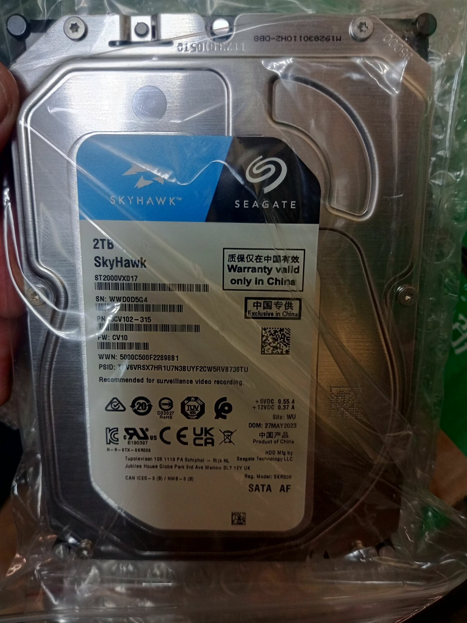 Жесткий диск Seagate SkyHawk ST2000VX017 2Tb для систем видеонаблюдения