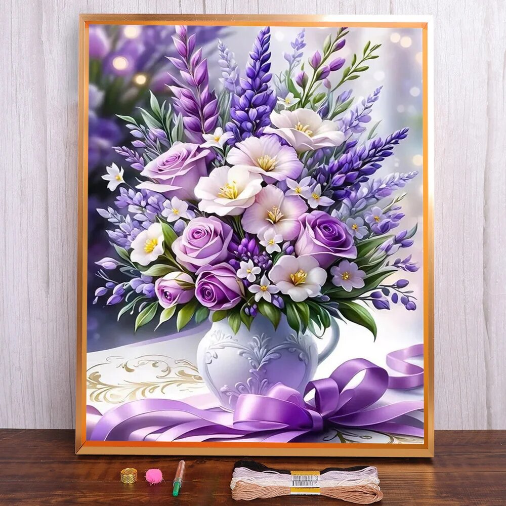 Вышивка крестом "Цветочный букет", 40x50см, 11CT