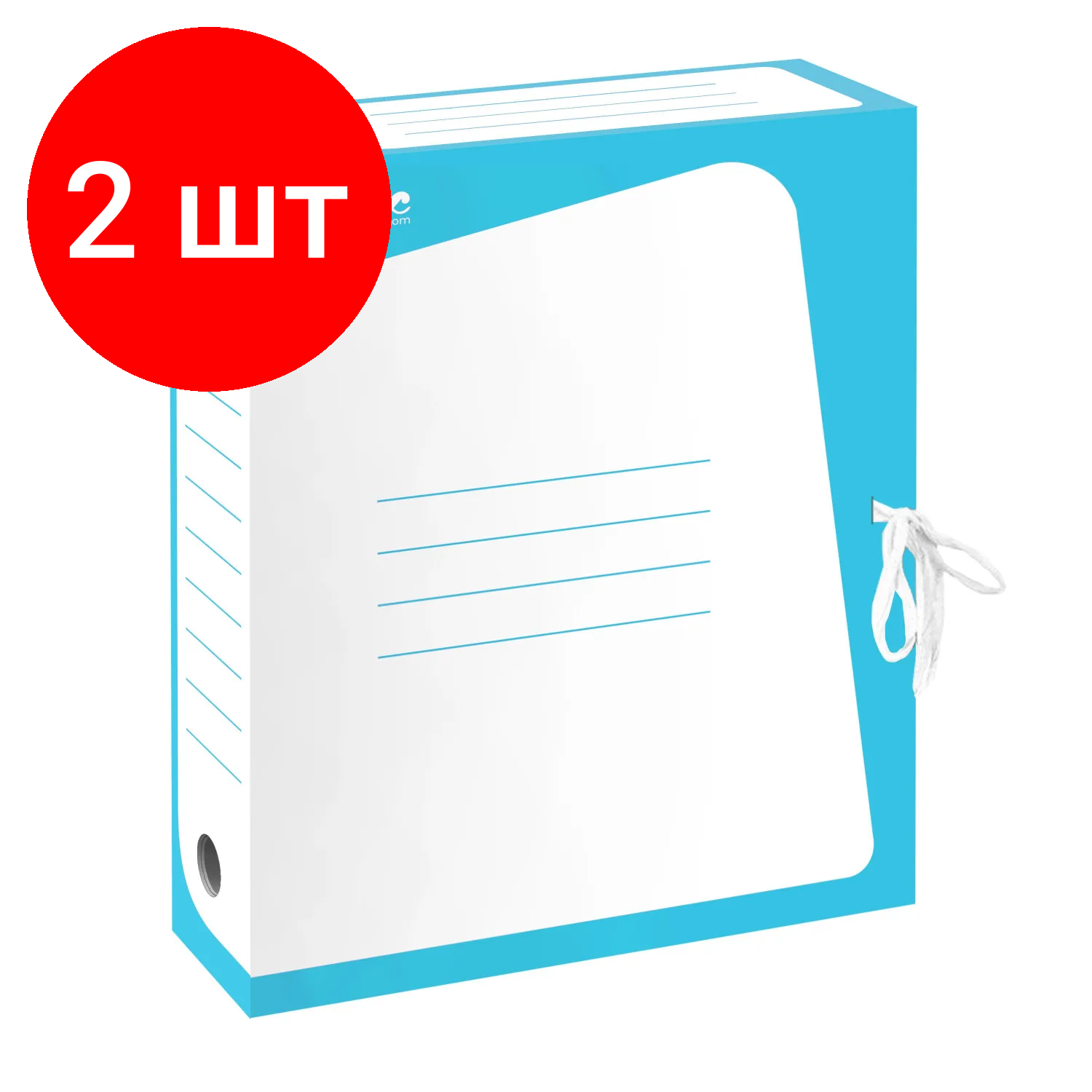 Комплект 2 штук, Короб архивный Комус гофрокартон, 75мм, бирюзовый корешок