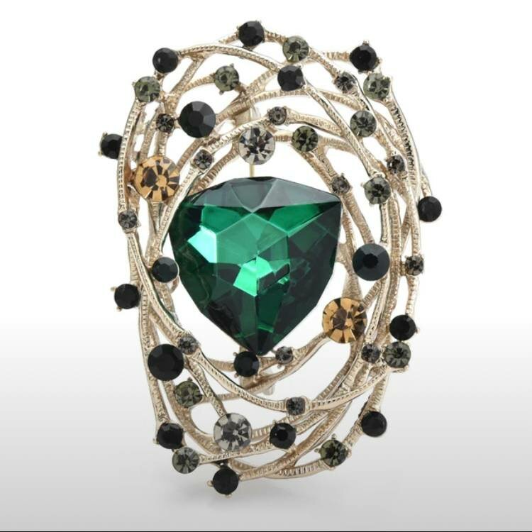 Брошь, фианит, циркон