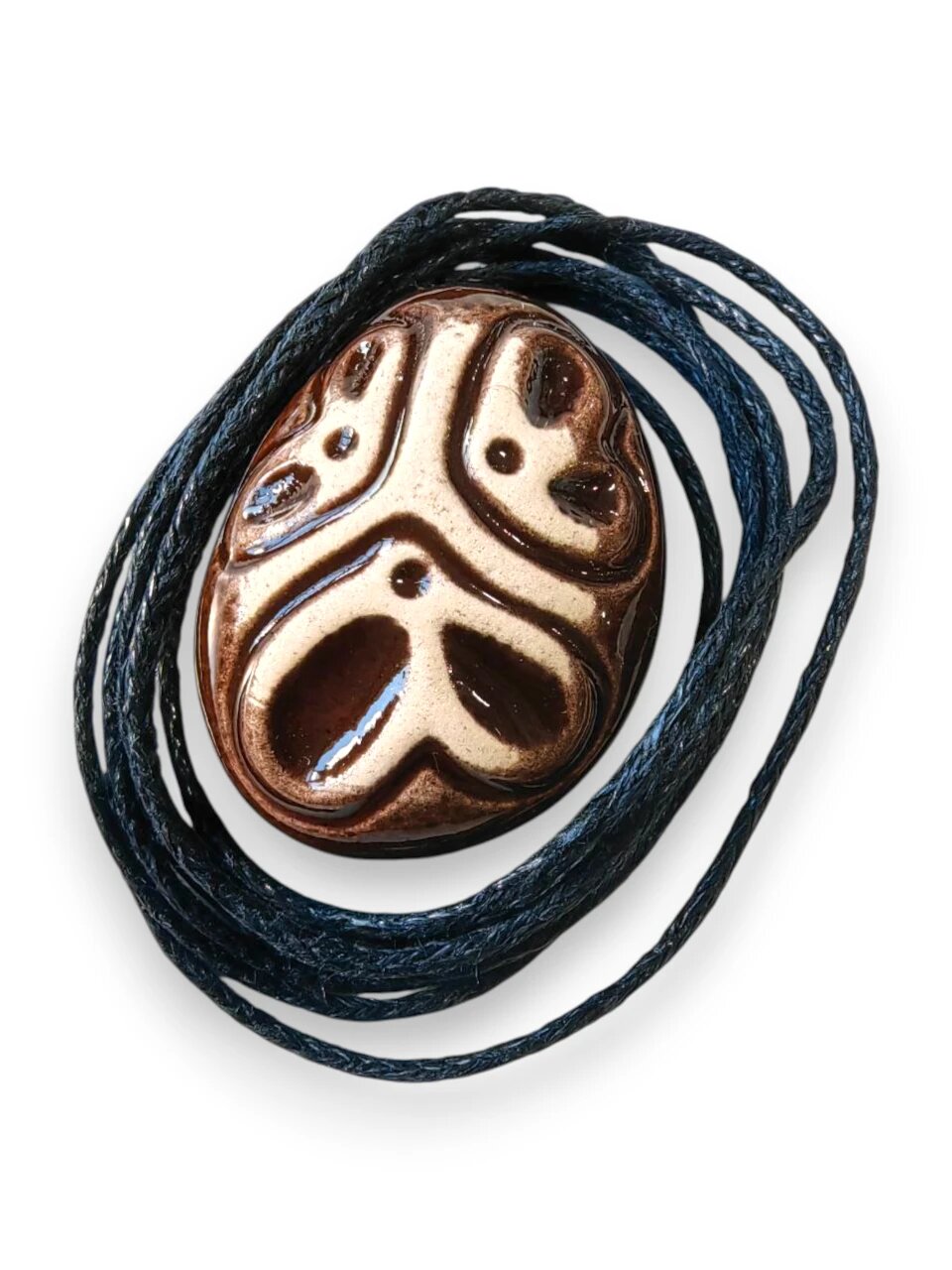 Аромакулон керамический овальный со шнурком узор, коричневый, 1 шт.