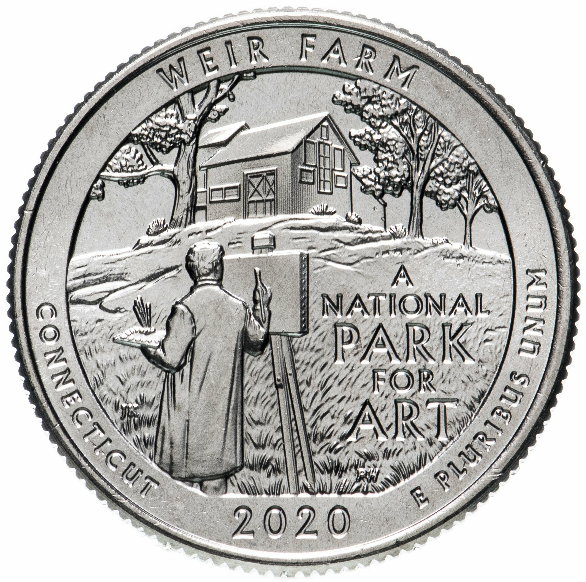 США 1/4 доллара 25 центов, квотер 2020 S — "Ферма Дж А Вейра, Коннектикут" 52-й парк, Мельхиор медь-никель, в сохранности UNC