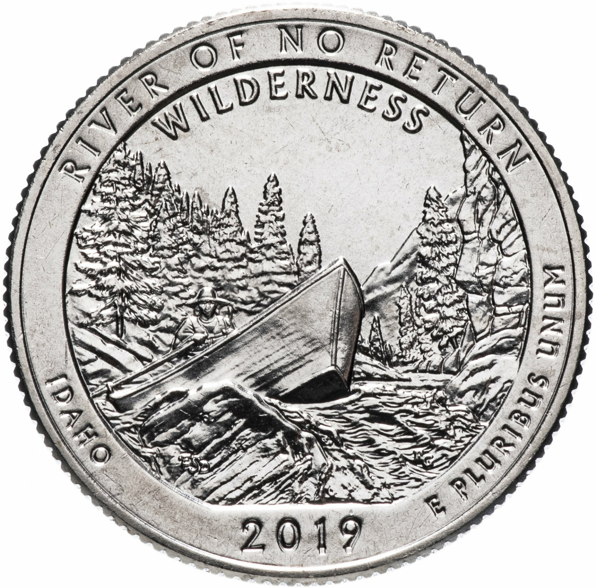 США 1/4 доллара 25 центов, квотер 2019 S — "Дикая местность - Река Фрэнк Черч" 50-й парк, Мельхиор медь-никель, в сохранности UNC