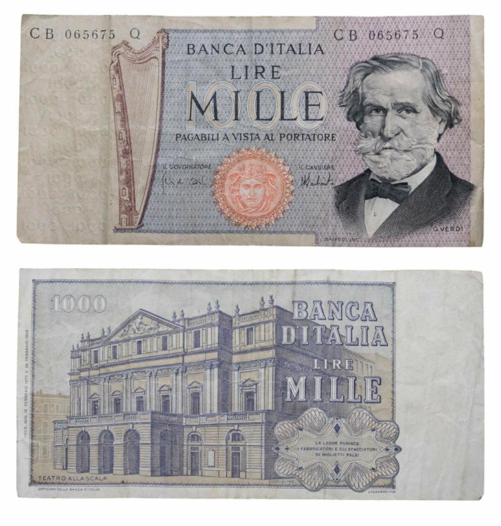 Италия 1000 лир 1969 1971