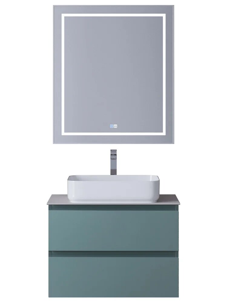 Мебель для ванной комнаты BelBagno Kraft 70 подвесная, матовая голубая, столешница kep-70-bo, раковина BB1304