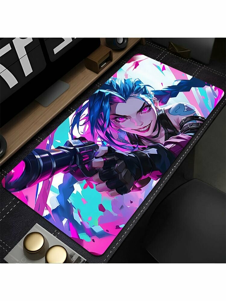 Jinx Ковер для рабочего стола из аниме-мультфильма "Лига легенд", клавиатура ноутбука и коврик для мыши, 40x90xxl