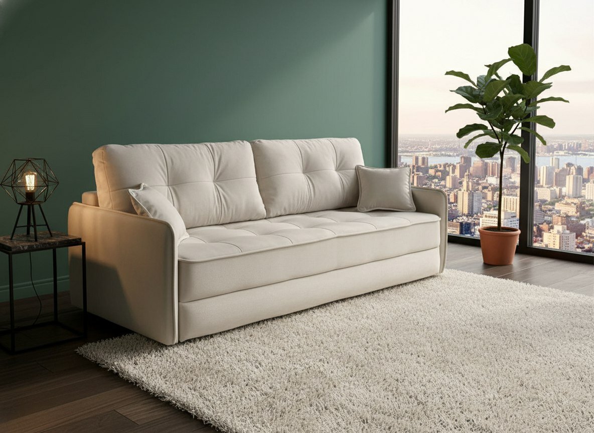 Диван прямой Кайман, еврокнижка для сна, независимый пружинный блок.